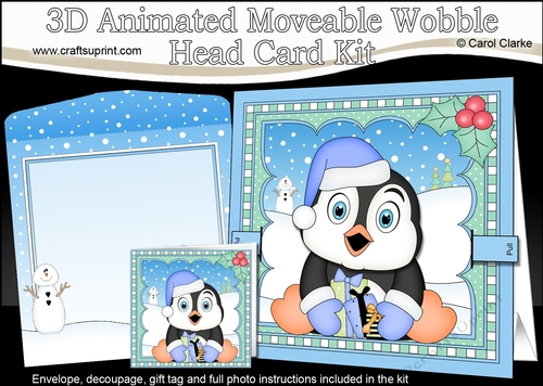 3D Animated Christmas Moveable Wobble Head Card Kit - Penguin has lots ...