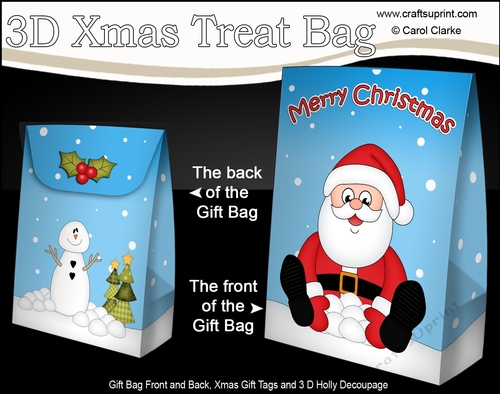3D Christmas Gift Bag Mini Kit - Santa is having a Snowball Fight ...