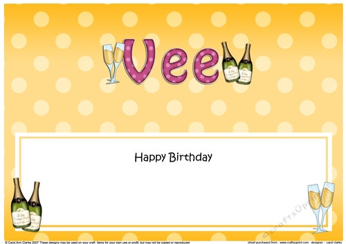 Large DL Happy Birthday VEE insert - CUP926215_359 | Craftsuprint