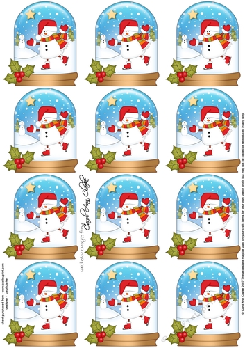 Christmas Snowman Oli Snow Globe Gift Tags - CUP926762_359 | Craftsuprint