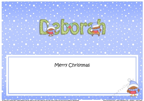 Large DL Merry Christmas DEBORAH insert - CUP930092_359 | Craftsuprint