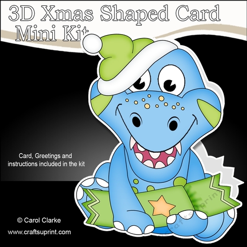 3D Shaped Christmas Card Kit - Cute Little Bobosaur Dino - CUP930510 ...