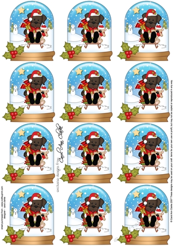 Little Chocolate Labrador Dog Snow Globe Gift Tags - CUP931553_359 ...