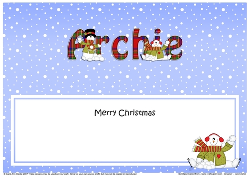 Large DL Merry Christmas ARCHIE insert - CUP931889_359 | Craftsuprint