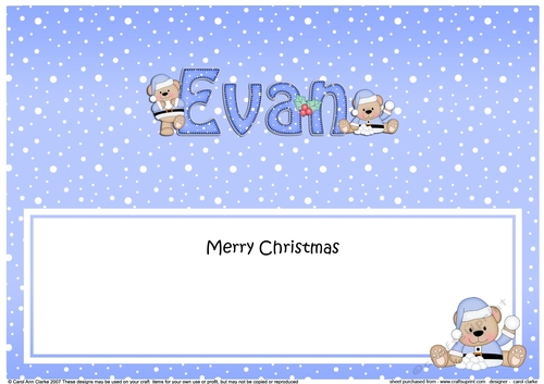 Large DL Merry Christmas EVAN insert - CUP932169_359 | Craftsuprint