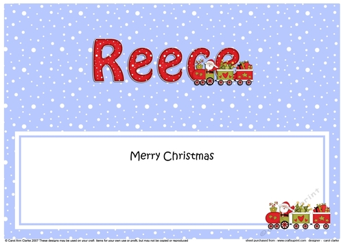 Large DL Merry Christmas REECE insert - CUP933570_359 | Craftsuprint