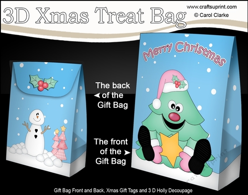 3D Christmas Gift Bag Mini Kit - Cute Xmas Tree has an Xmas Star ...
