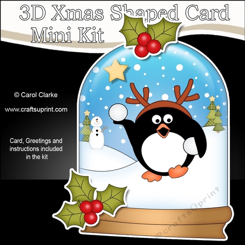 3D Shaped Christmas Snow Globe Card Kit - Pip Penguin is throwing ...