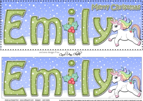Large DL Merry Christmas EMILY 3D decoupage - CUP934687_359 | Craftsuprint