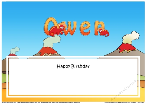 Large DL Happy Birthday OWEN insert - CUP941942_359 | Craftsuprint