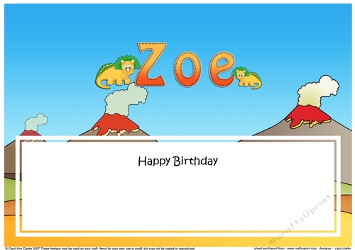 Large DL Happy Birthday ZOE insert - CUP941943_359 | Craftsuprint