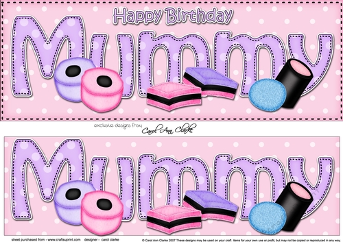 Large DL Happy Birthday MUMMY 3D decoupage with Sweets - CUP942239_359 ...