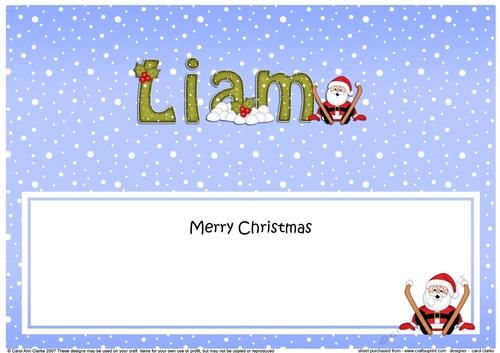 Large DL Merry Christmas LIAM insert - CUP943871_359 | Craftsuprint