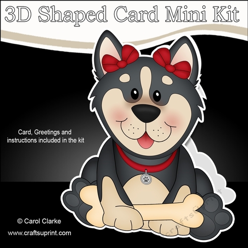 3D Shaped Card Kit - Little Husky Dog Misty - CUP943881_359 | Craftsuprint