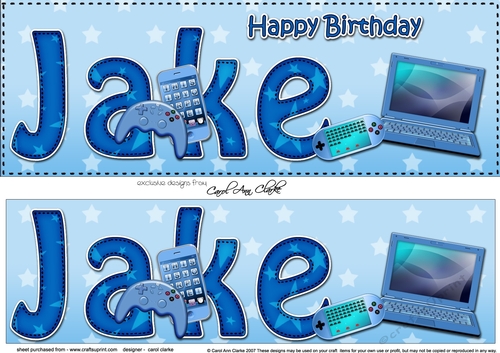 Large DL Happy Birthday JAKE 3D decoupage - CUP944821_359 | Craftsuprint