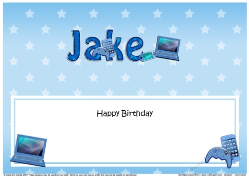 Large DL Happy Birthday JAKE insert - CUP944823_359 | Craftsuprint