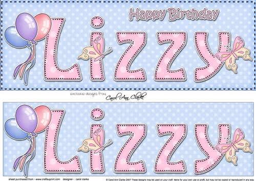 Large DL Happy Birthday LIZZY 3D decoupage - CUP946668_359 | Craftsuprint