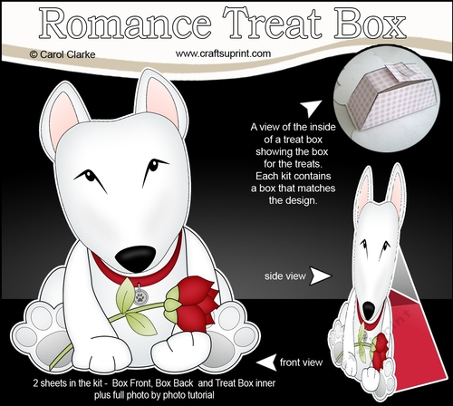 3D Valentine Treat Box Mini Kit - Cute Romantic English Bull Dog ...