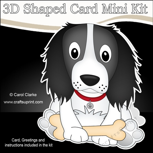 3D Shaped Card Kit - Little Springer Spaniel Dog Blue - CUP949322_359 ...