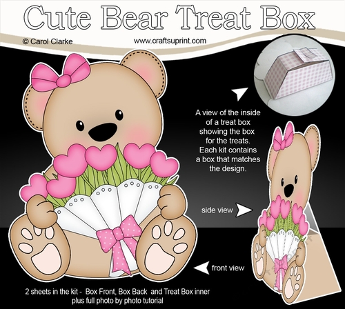 3D Mothers Day Treat Box Mini Kit - Cute Teddy Bear has a Bunch of ...
