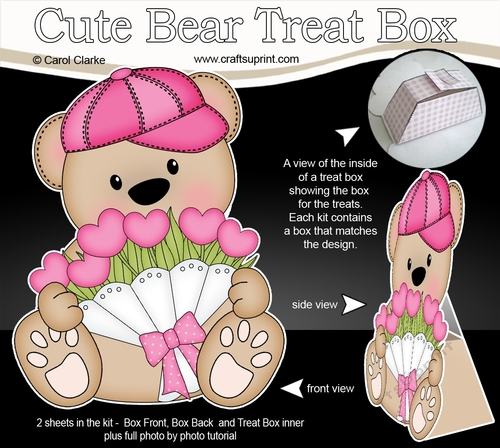 3D Mothers Day Treat Box Mini Kit - Cute Teddy Bear has a Bunch of ...