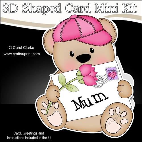 3D Shaped Card Kit - Cute Little Mothers Day Bear has a Card for Mum ...