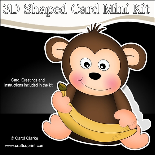 3D Shaped Card Kit - Cute Little Monkey Bing - CUP951255_359 | Craftsuprint