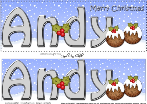 Large DL Merry Christmas ANDY 3D decoupage - CUP951510_359 | Craftsuprint