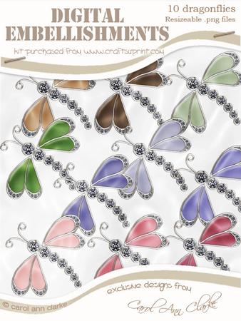'enamel and Diamond' Dragonfly Digital Embellishments - CUP95159_359 ...
