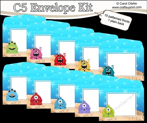 10 x C5 Cute Little Alien Monsters envelopes Kit - CUP952245_359 ...