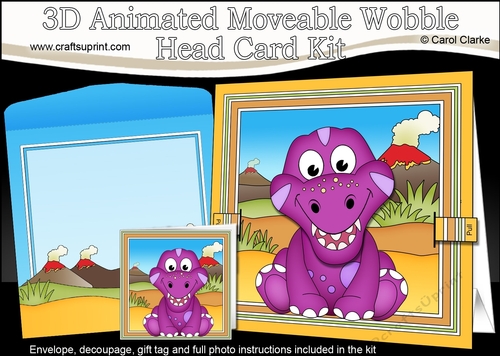 3D Animated Moveable Wobble Head Card - Cute Little Bobosaur Dino ...