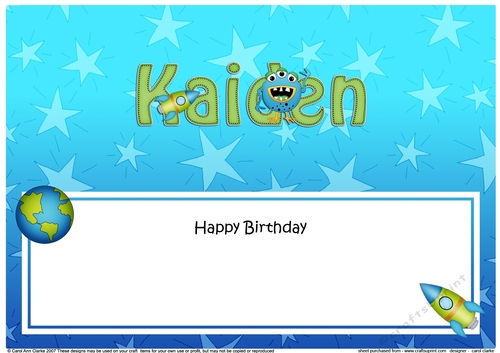 Large DL Happy Birthday KAIDEN insert - CUP954776_359 | Craftsuprint