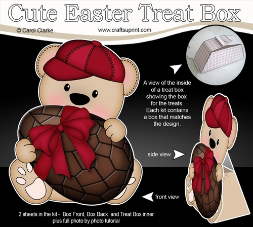 3D Mothers Day Treat Box Mini Kit - Cute Teddy Bear has an Easter Egg ...