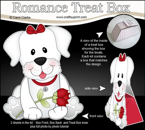 3D Valentine Treat Box Mini Kit - Cute Romantic White Labrador Dog has ...