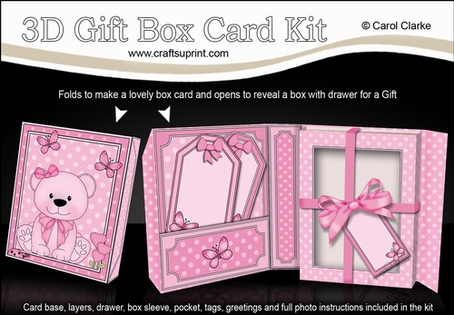 3D Cute Little Teddy Bear Gift Box Card Kit 3d Decoupage - CUP970974 ...