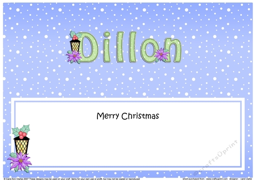 Large DL Merry Christmas DILLON insert - CUP972374_359 | Craftsuprint