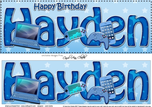 Large DL Happy Birthday HAYDEN 3D decoupage - CUP974619_359 | Craftsuprint