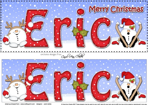 Large DL Merry Christmas ERIC 3D decoupage - CUP975062_359 | Craftsuprint