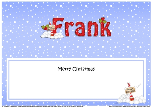 Large DL Merry Christmas FRANK insert - CUP975070_359 | Craftsuprint