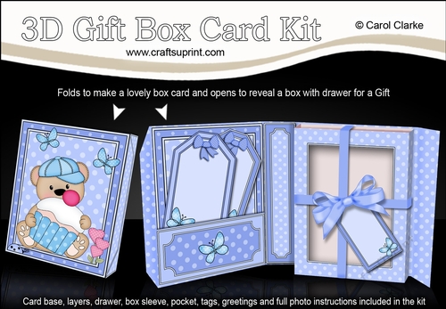 3D Cute Little Teddy Bear Gift Box Card Kit 3d Decoupage - CUP976061 ...