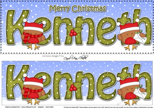 Large DL Merry Christmas KENNETH 3D decoupage - CUP978680_359 ...
