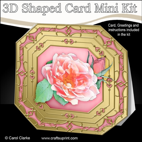 3D Shaped Octagonal Floral Card Kit - Pretty Rose - CUP983300_359 ...
