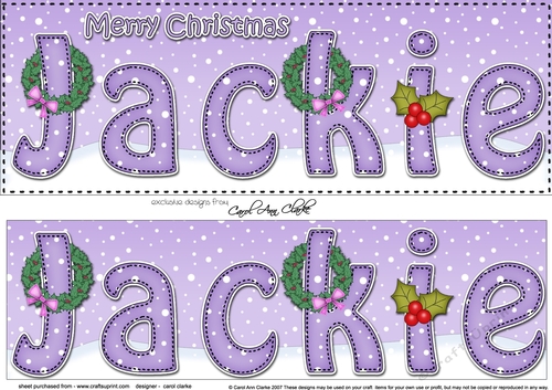 Large DL Merry Christmas JACKIE 3D decoupage - CUP984424_359 | Craftsuprint