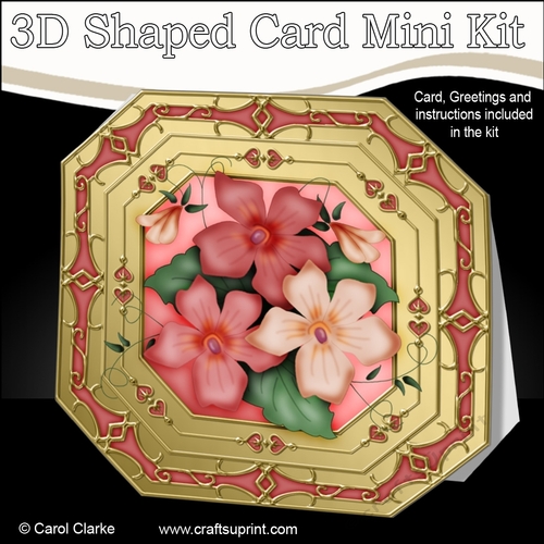 3D Shaped Octagonal Floral Card Kit - Pretty Rose - CUP984637_359 ...