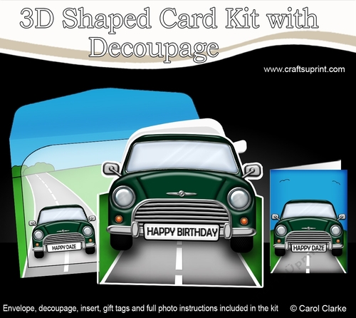 3D Mini Car Shaped Card with decoupage - CUP987914_359 | Craftsuprint