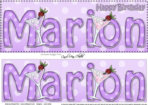 Large DL Happy Birthday MARION 3D decoupage - CUP993357_359 | Craftsuprint