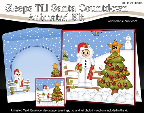 3D Animated Sleeps Till Santa Christmas Tree Countdown Card Kit - Fancy ...