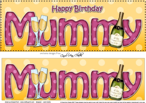 Large DL Happy Birthday MUMMY 3D decoupage with Champagne - CUP998084 ...