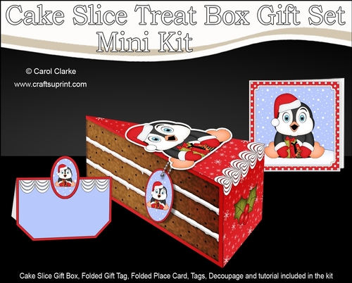 3D Christmas Cake Slice Treat Box Gift Set Mini Kit - Pip Penguin ...