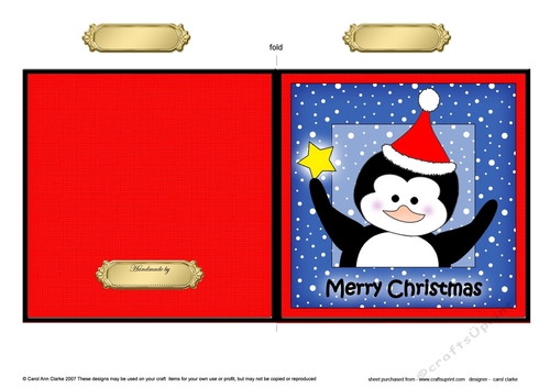 Christmas Penguin Cut and Fold Card - CUP999902_359 | Craftsuprint